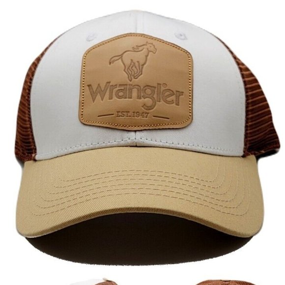 Wrangler | Accessories | Wrangler Leather Patch Mesh Snapback Hat ...